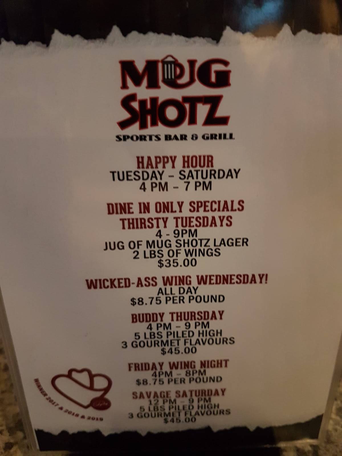 Menu at Mug Shotz Sports Bar & Grill, Calgary