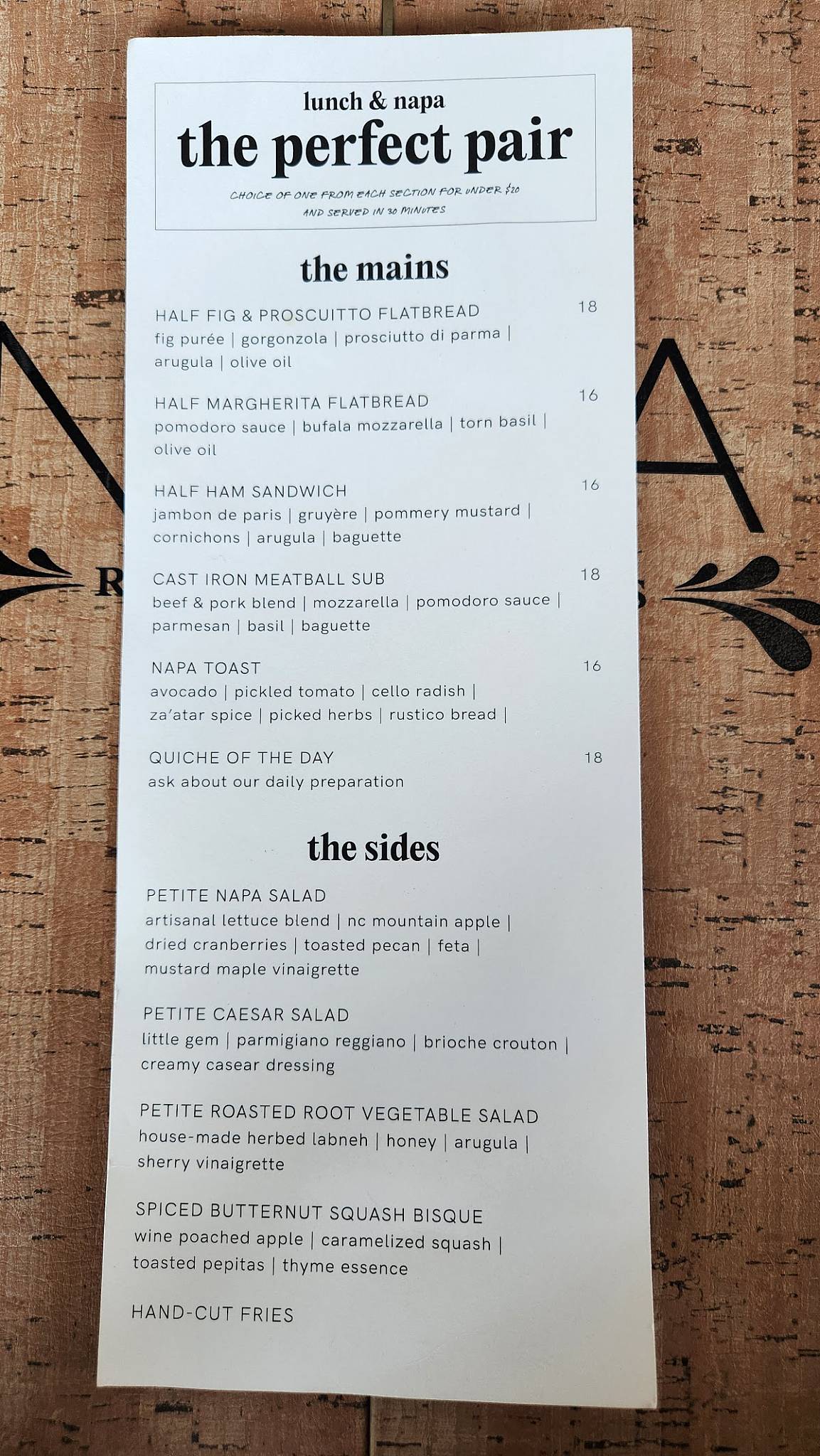 Menu at Napa at Kingsley pub & bar, Fort Mill