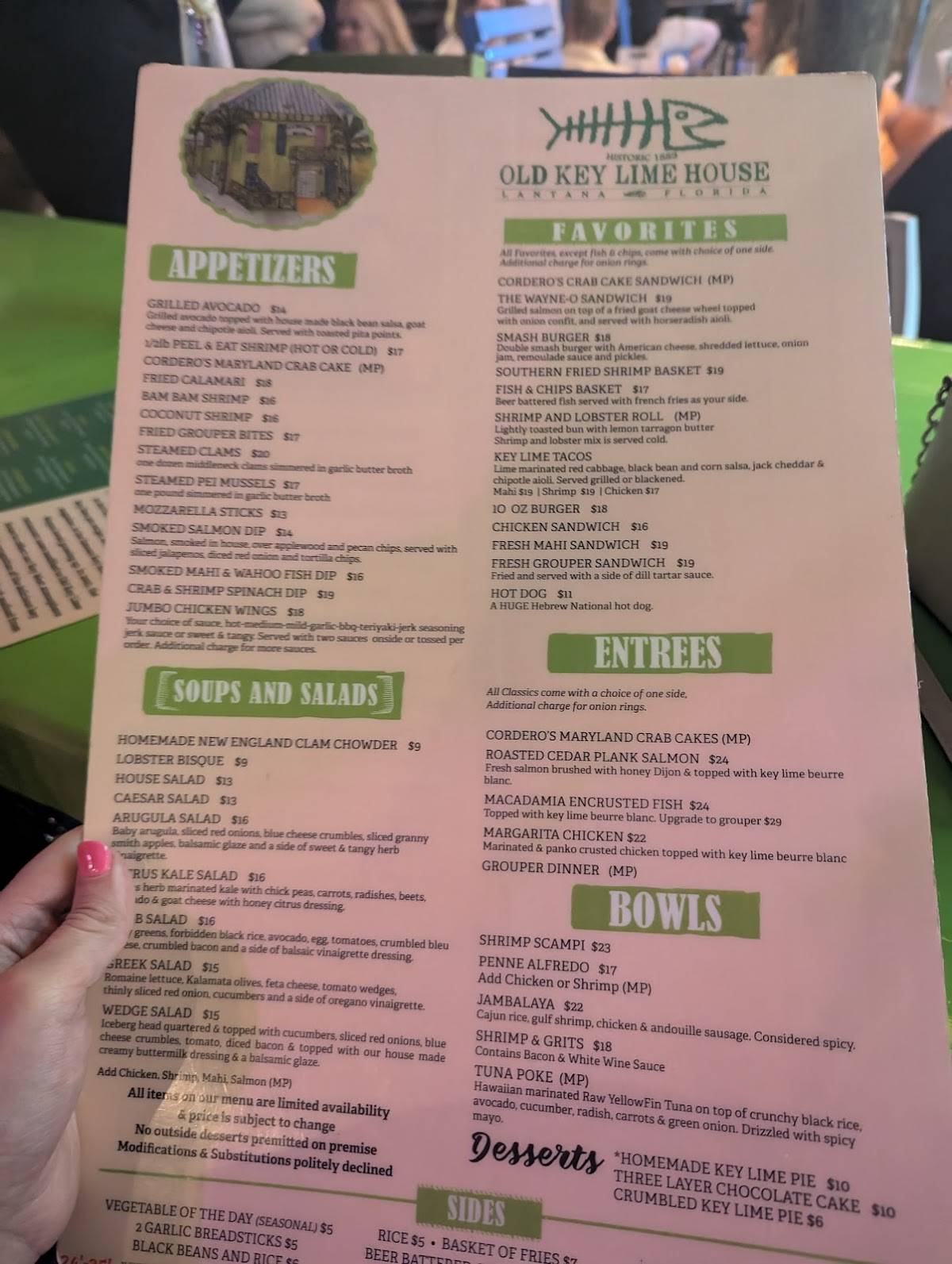 Menu at Old Key Lime House pub & bar, Lantana, 300 E Ocean Ave