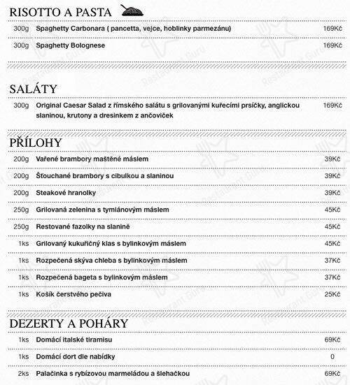 Menu at RESTAURANT&PUB PADOWETZ Pilsner Urquell, Brno