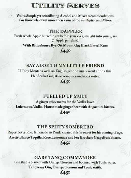 Menu at Panda & Sons pub & bar, Edinburgh