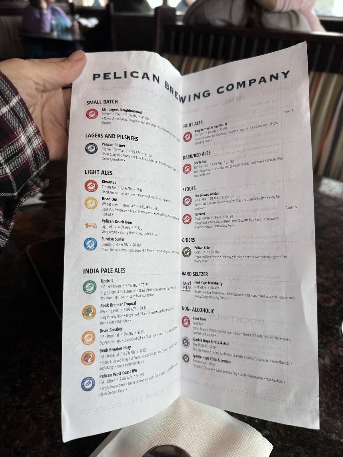 Menu at Pelican Brewing – Pacific City pub & bar, Pacific City