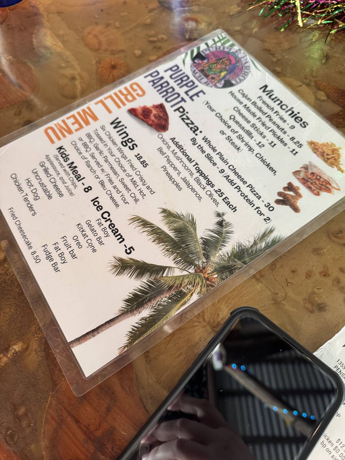 Menu at Purple Parrot Beach Bar & Grill, Perdido Key