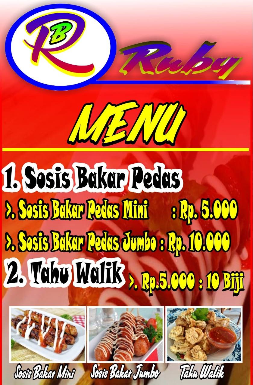 Carta del pub y bar "RUBY" (Cappucino Cincau & Aneka Minuman Pop Ice ...
