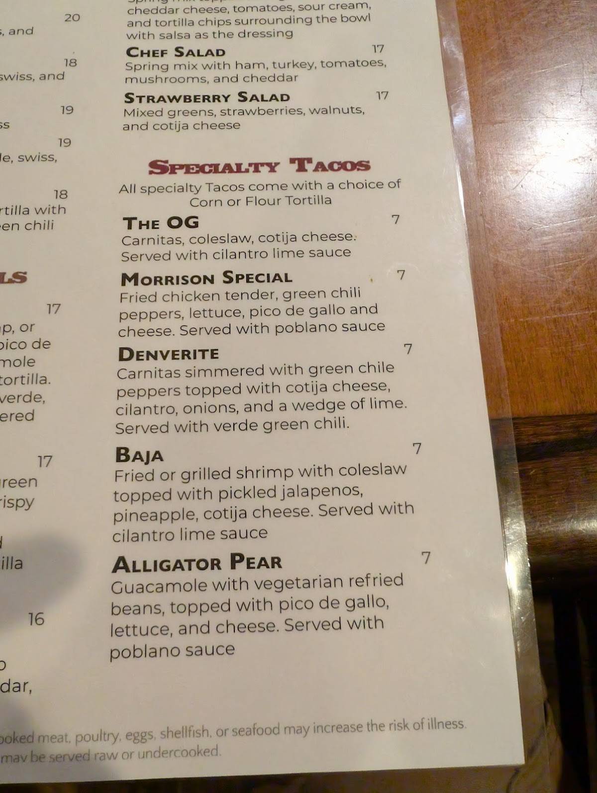 Menu at Red Rocks Grill pub & bar, Morrison