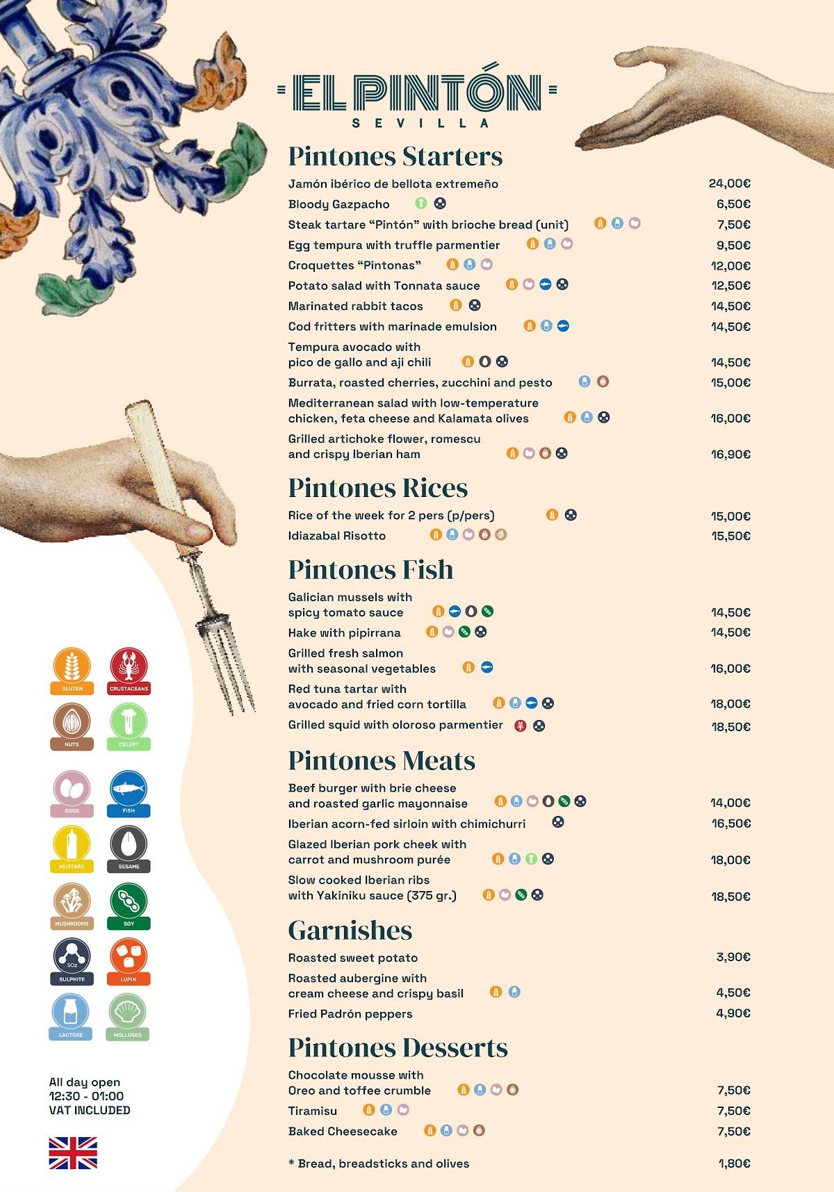 Carta del pub y bar EL PINTÓN, Sevilla