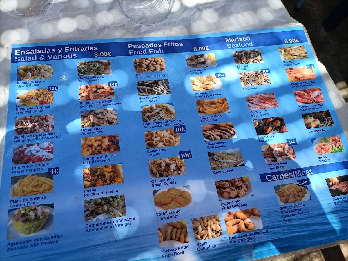 Menu at Restaurante El Tintero, Málaga, Av. Salvador Allende