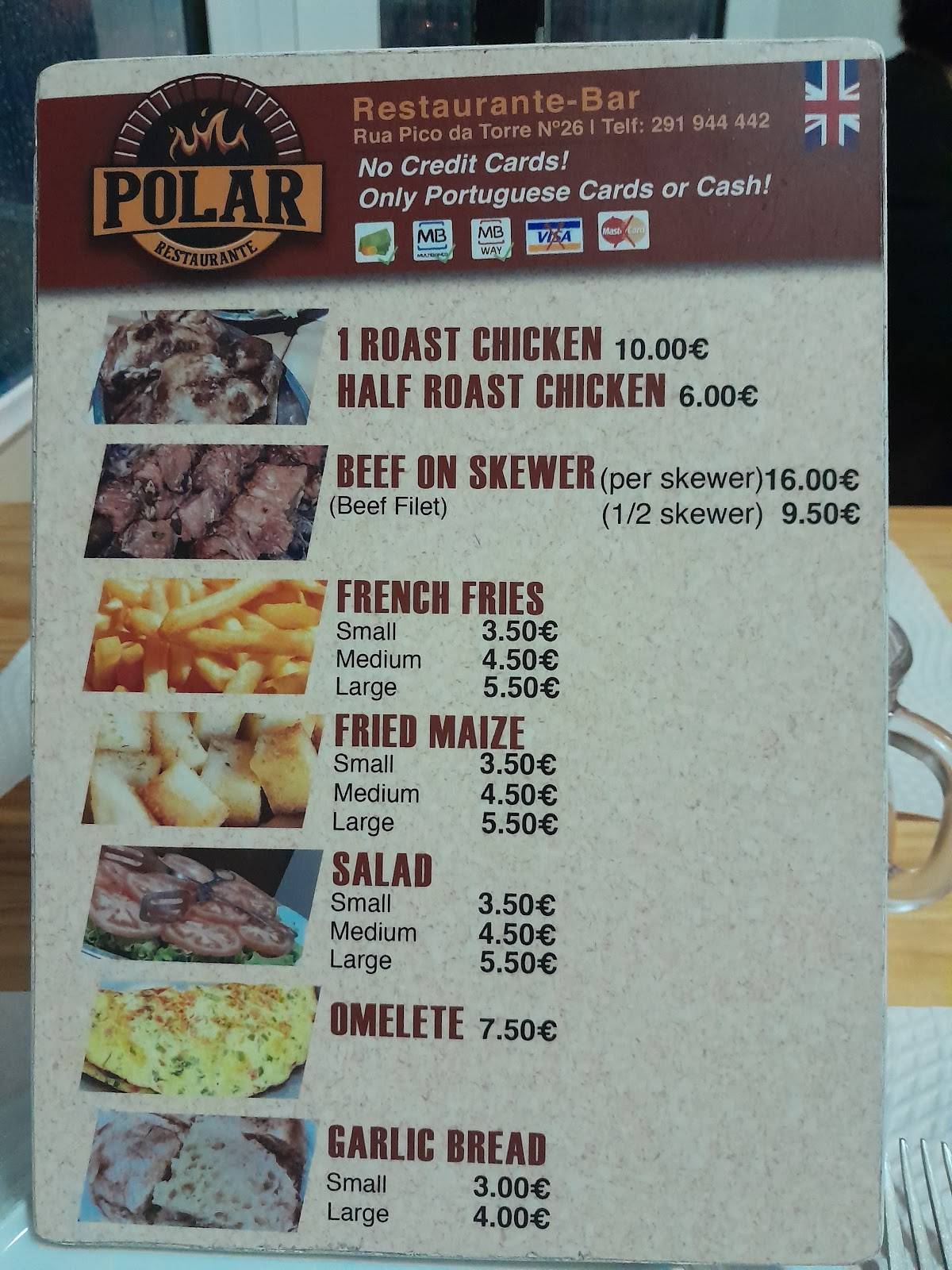 Menu at Restaurante O Polar, Câmara De Lobos