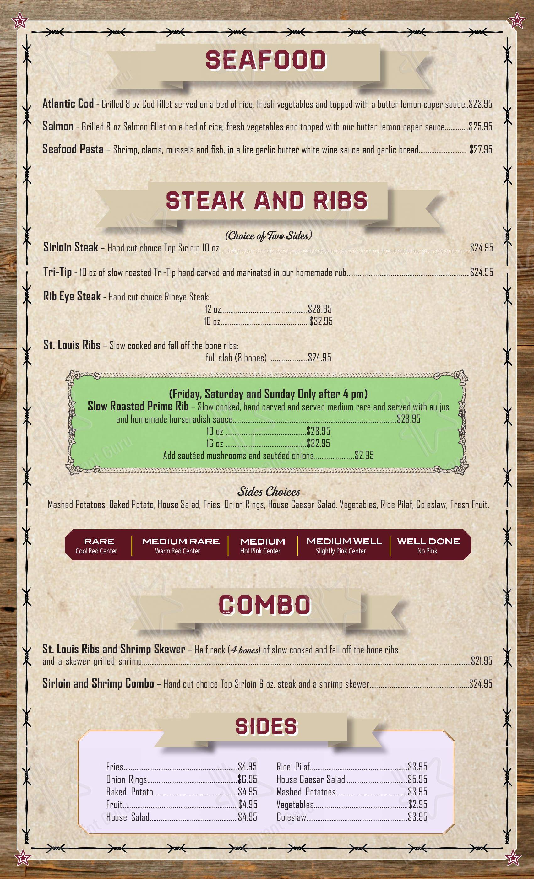 Menu at Rocking K Ranch pub & bar, Hemet