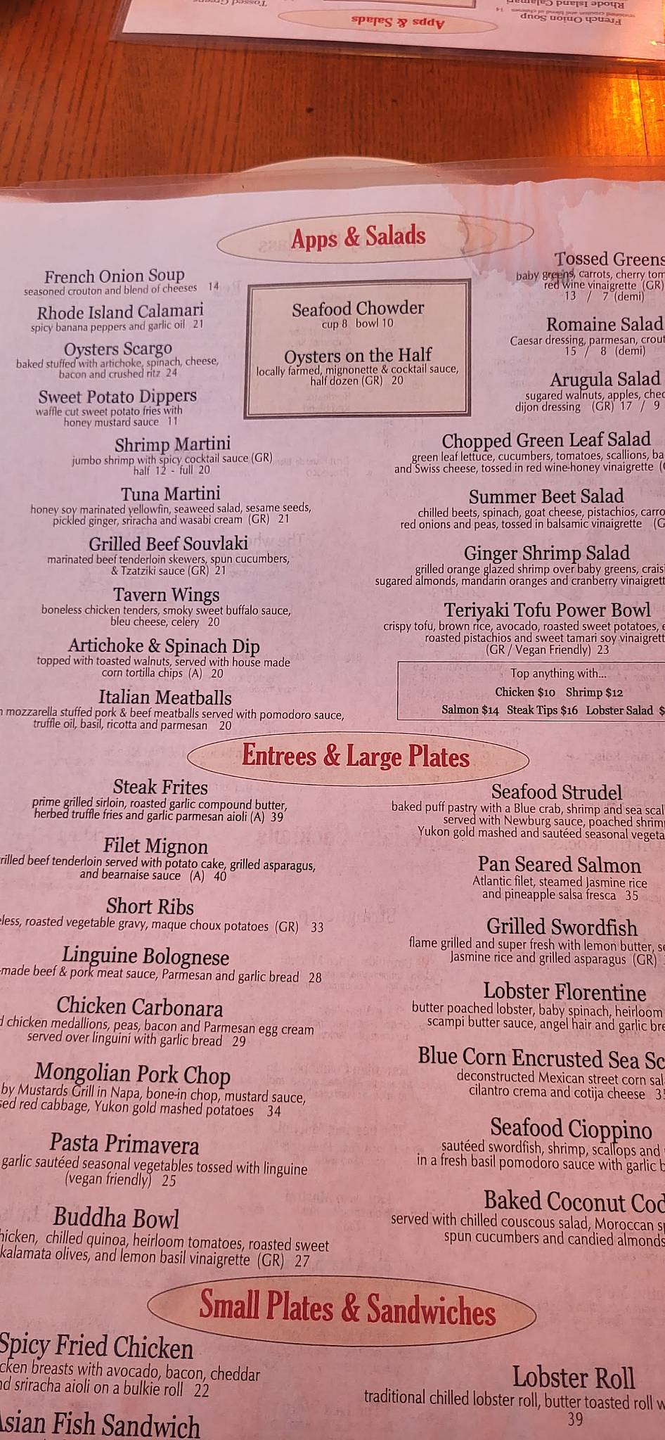 Menu at Scargo pub & bar, Dennis, 799 Main St