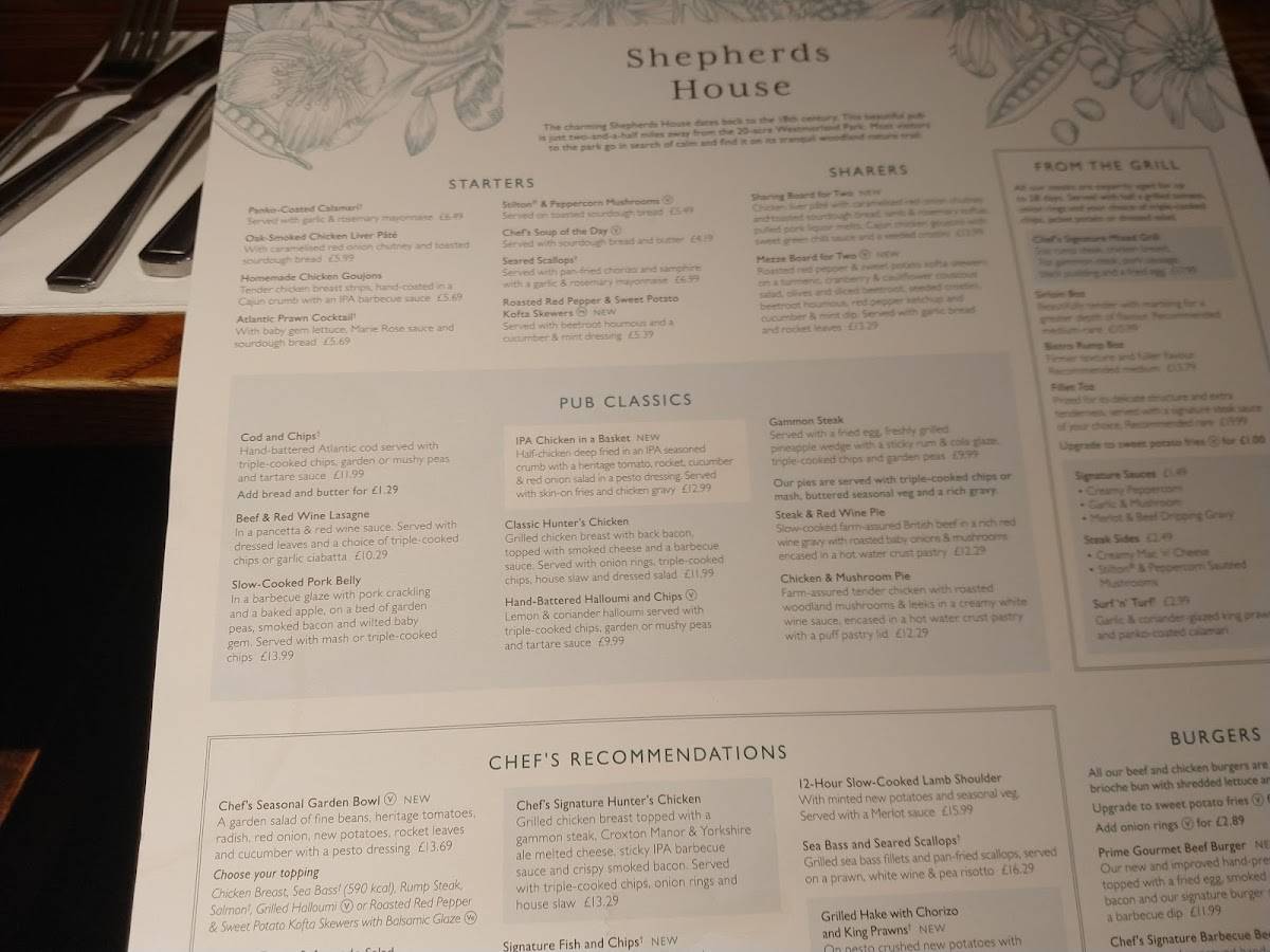 Menu at Shepherds House pub & bar, Bracknell