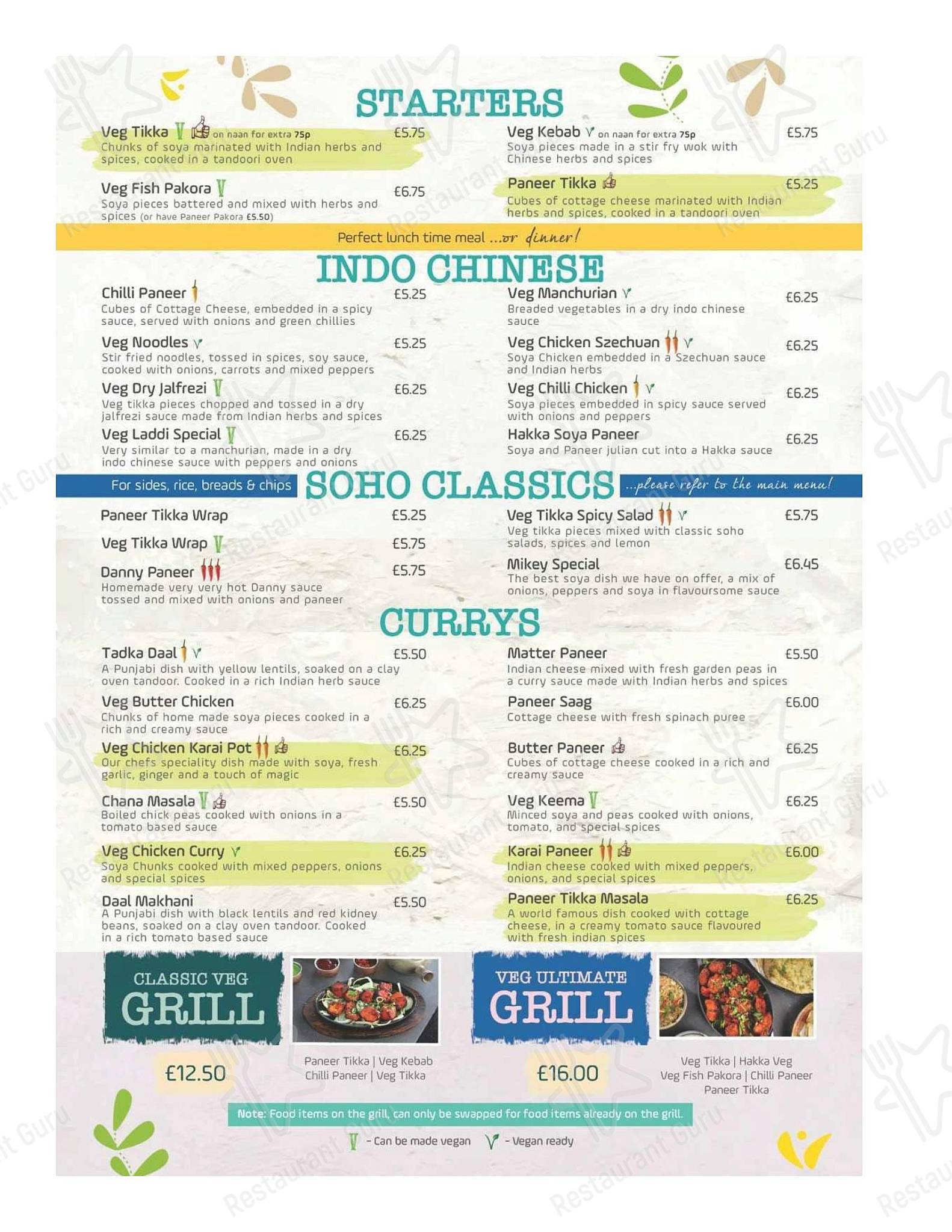 Menu at Soho Cottage pub & bar, Oldbury