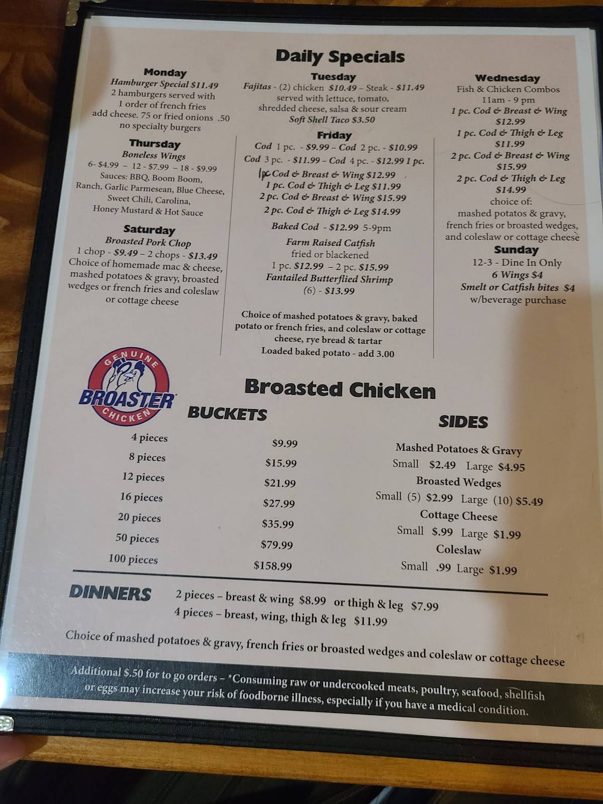 Menu at Stables Bar & Grill, Orfordville