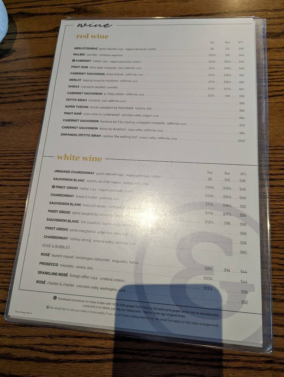 Menu at State & Main pub & bar, Cambridge, 375 Hespeler Rd Unit 2