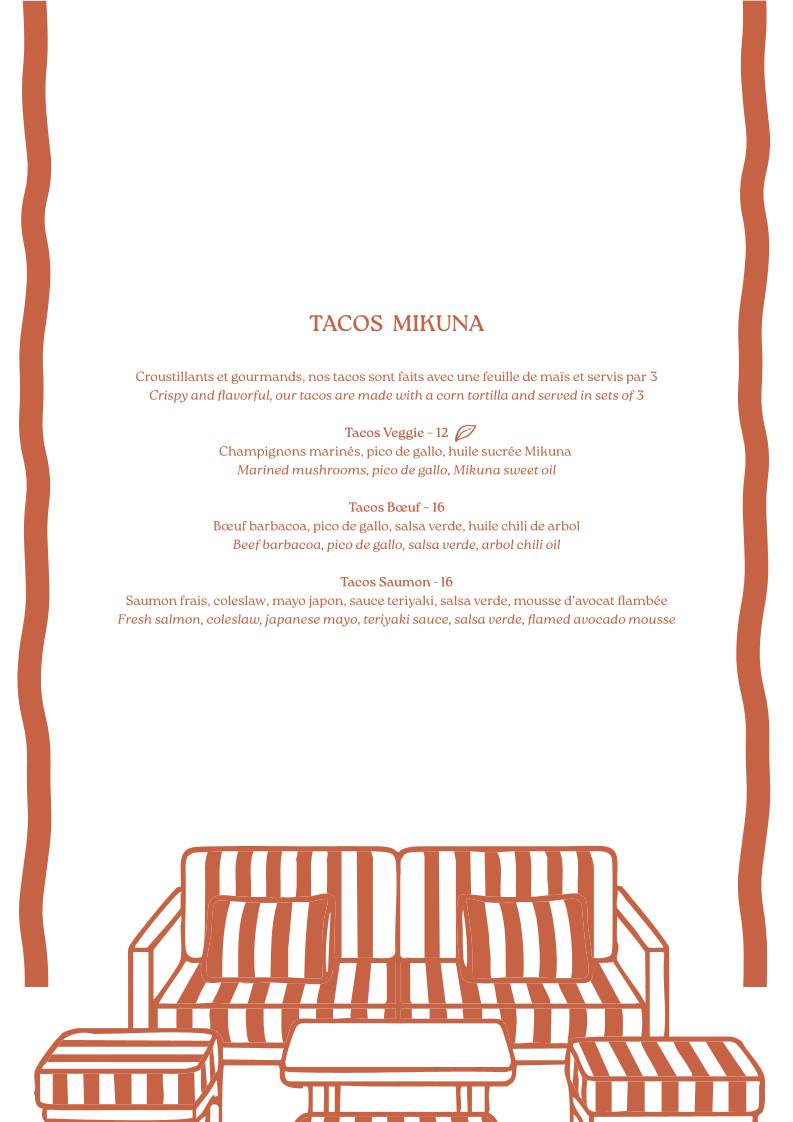 Menu au Terraza Mikuna pub et bar, Paris