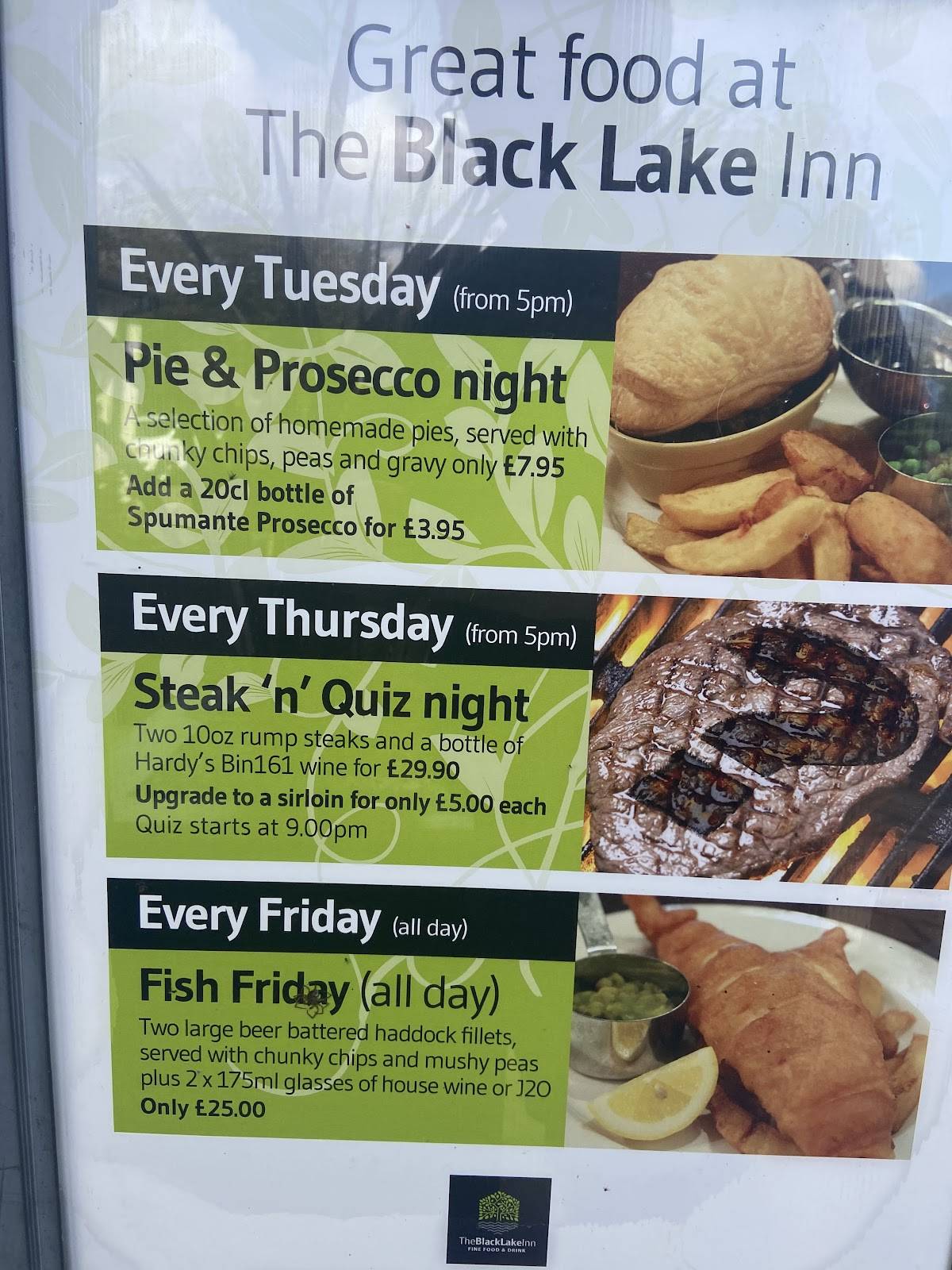 Menu at The Black Lake Inn pub & bar, Stoke-on-Trent