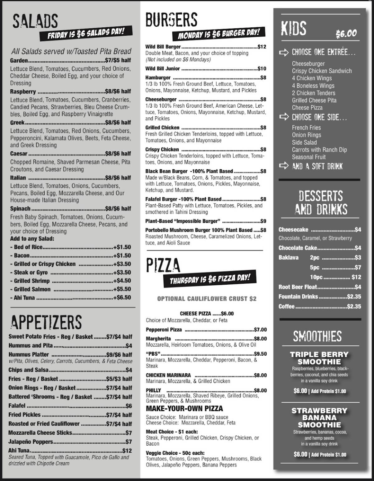 Menu at The Cold Spot pub & bar, Charleston, Washington St W