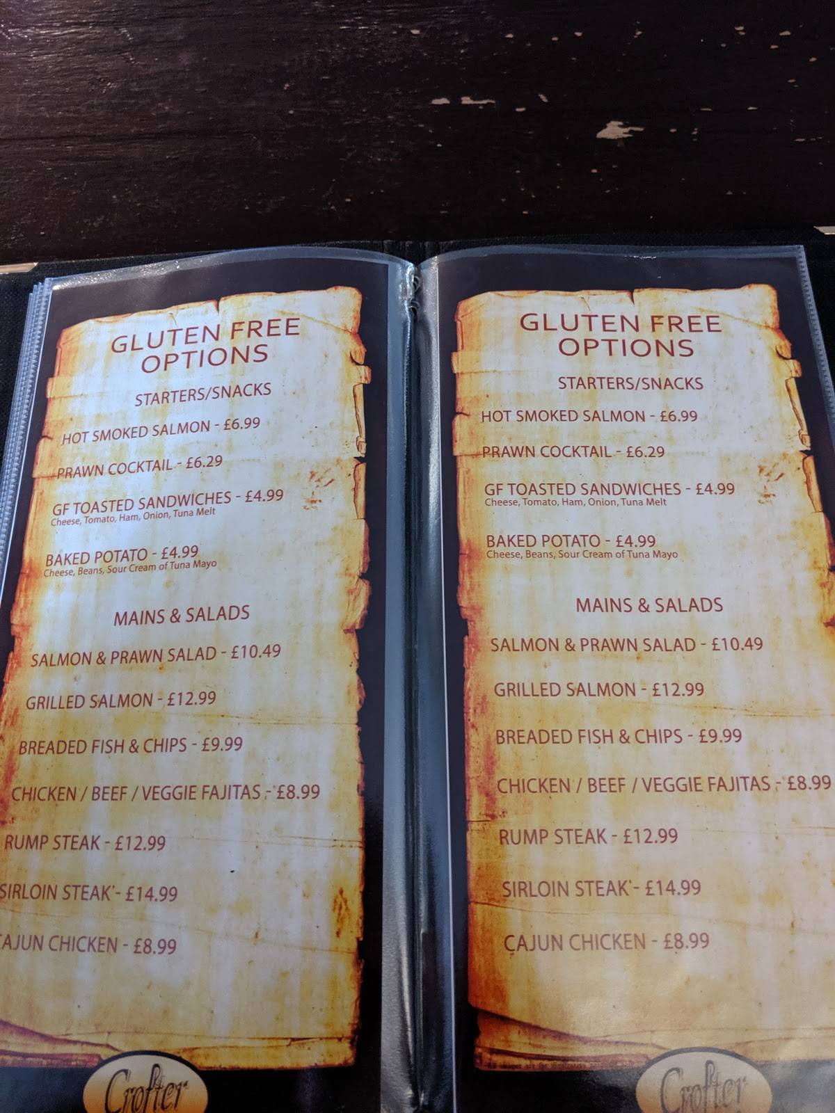 Menu at The Crofter Bar and Restaurant, Fort William