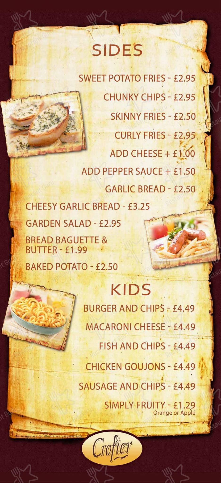 Menu at The Crofter Bar and Restaurant, Fort William