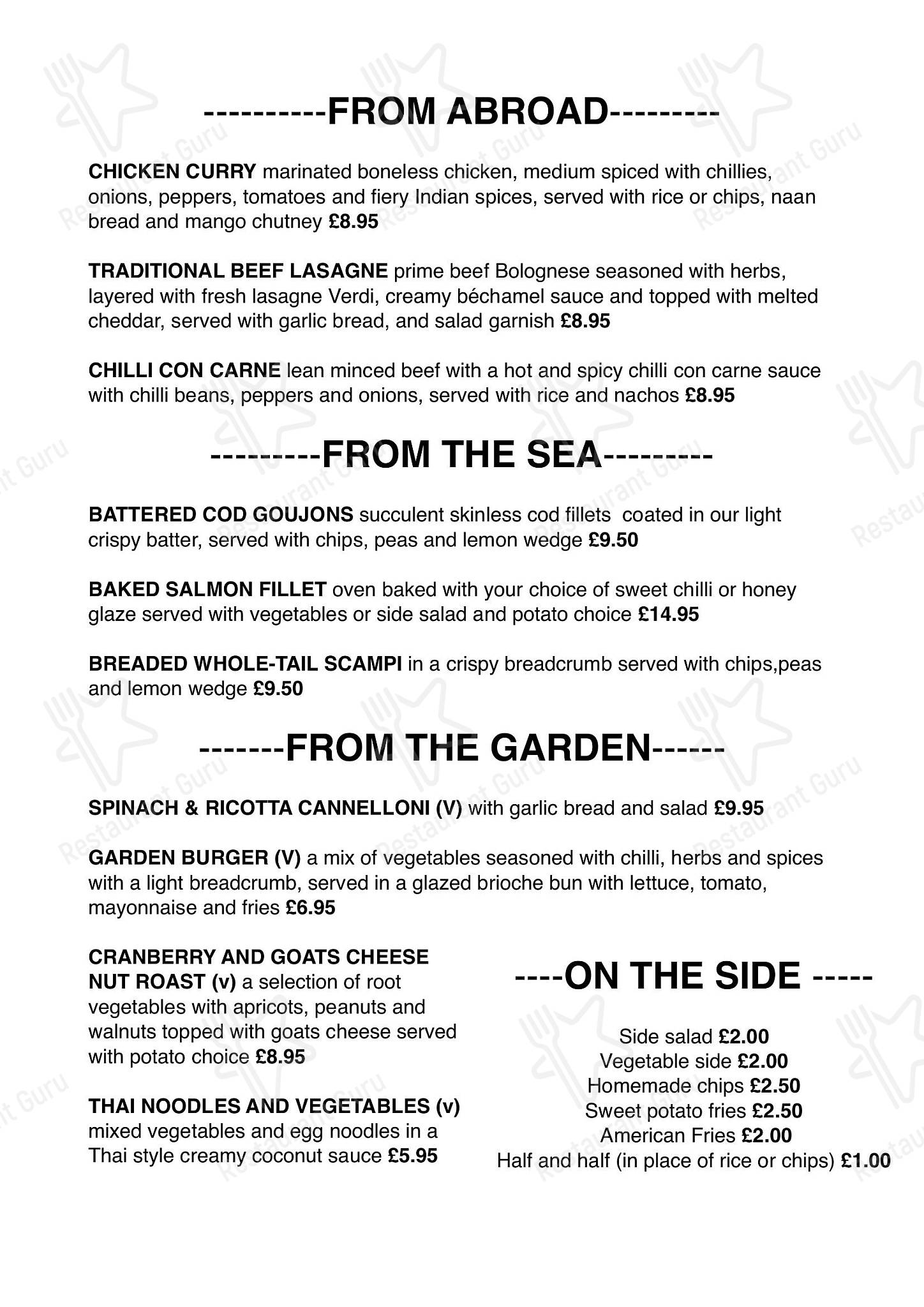 Menu at The Halfway House restaurant, Blackwood, Upper