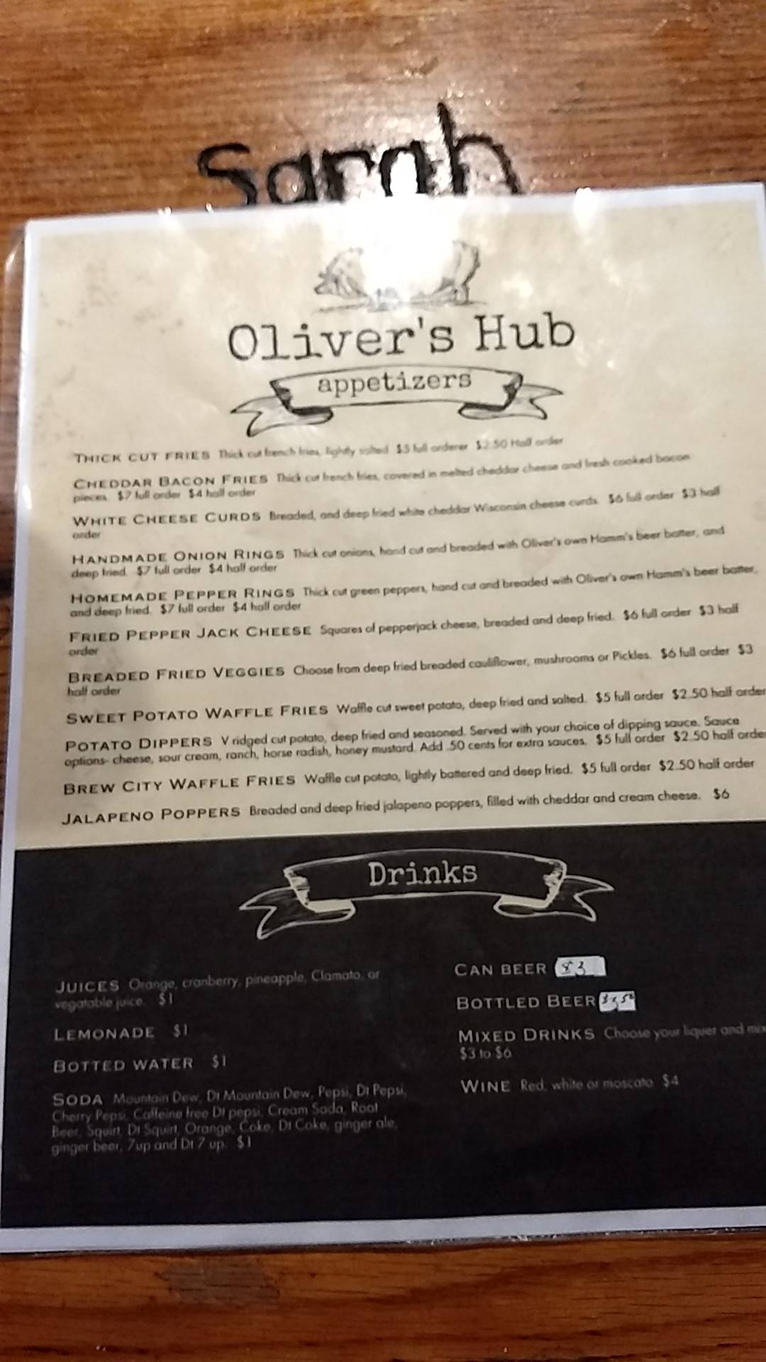 Menu at The Hub pub & bar, Tripoli