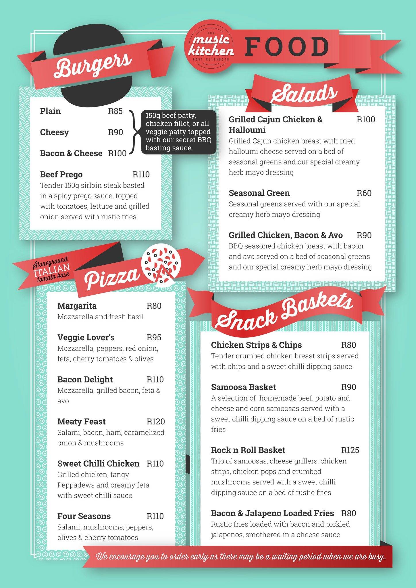 Menu at The Music Kitchen pub & bar, Port Elizabeth
