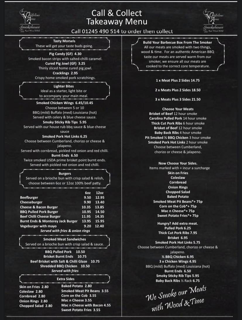 Menu at The Oddfellows Arms pub & bar, Chelmsford