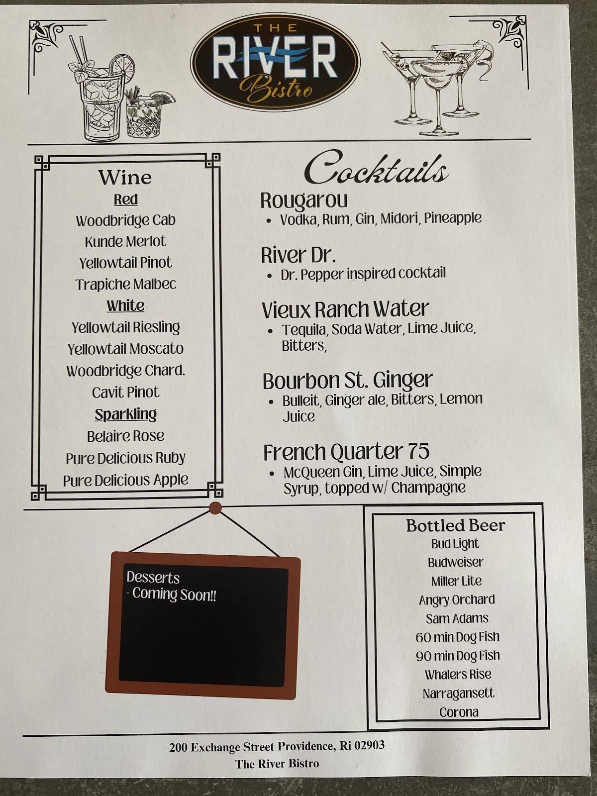 Menu at The River Bistro pub & bar, Providence