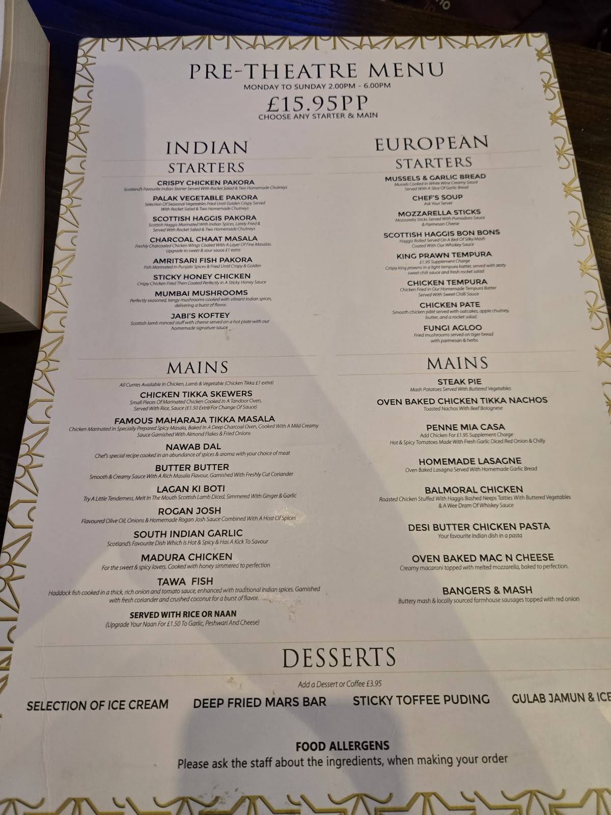 Menu at The Tudor Hotel pub & bar, Airdrie