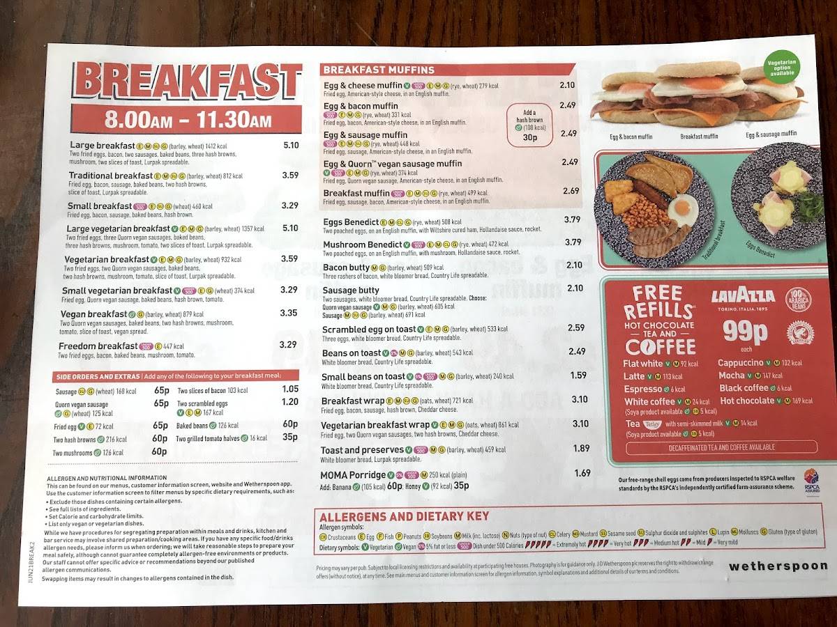 Menu at The Ward Jackson - JD Wetherspoon pub & bar, Hartlepool