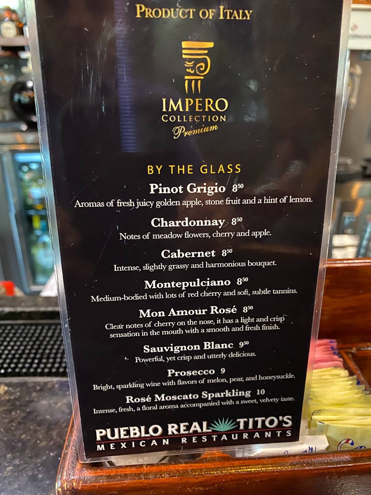 Menu at Tito's Mexican Restaurant - Berry Farms, Franklin