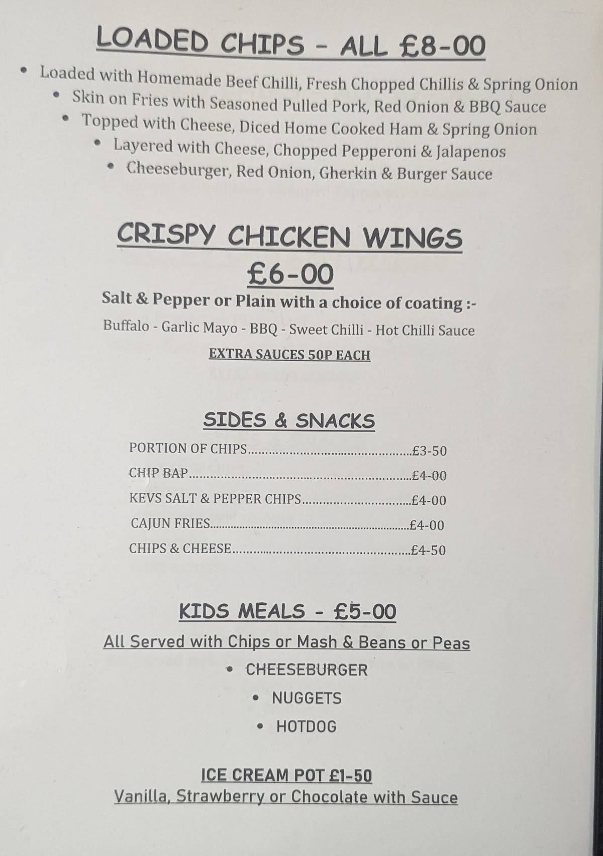 Menu at Wheatsheaf Inn, Gwersyllt pub & bar, Wrexham