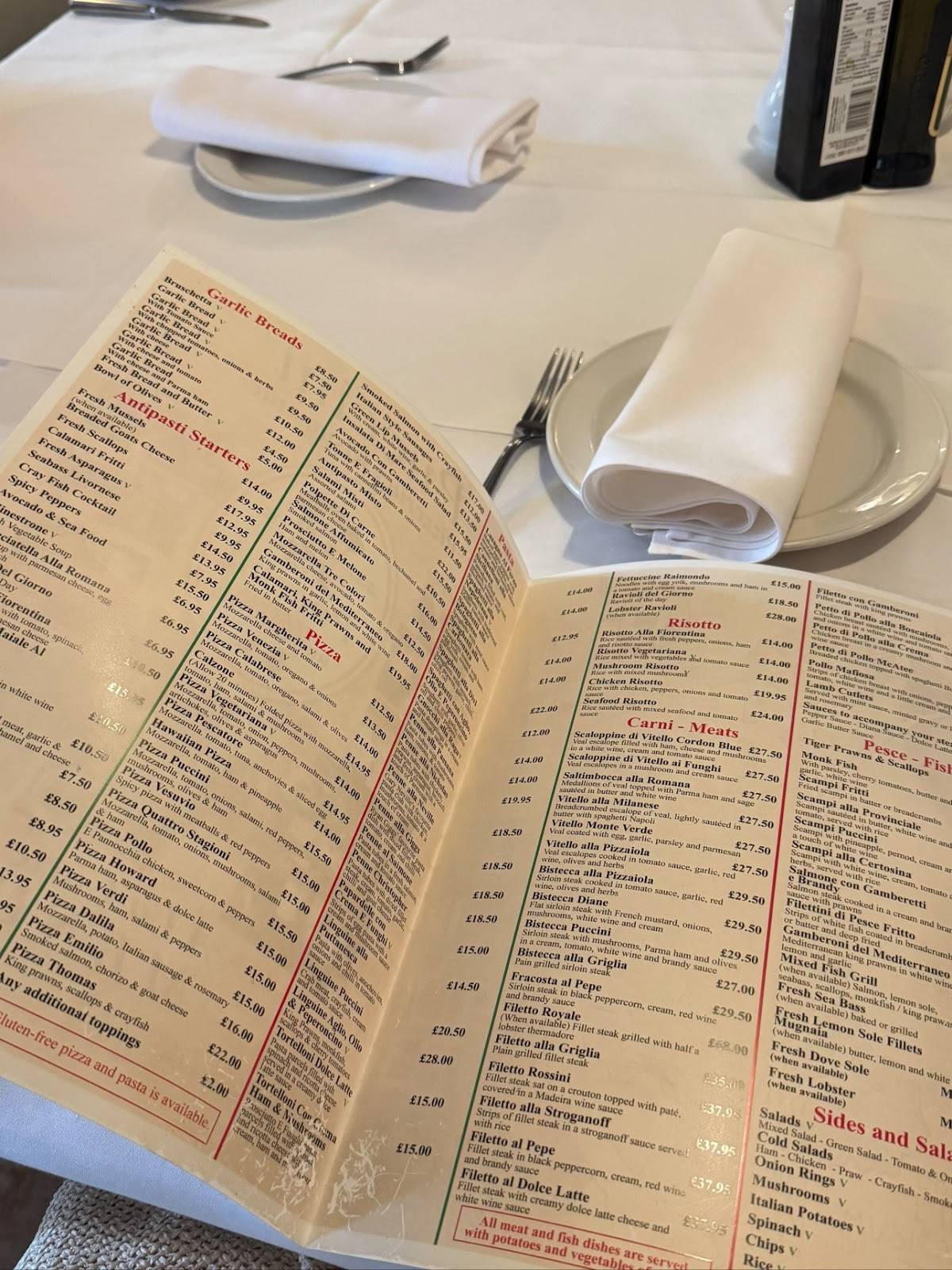 Menu at Puccini Swinton Restaurant Pizzeria, Swinton