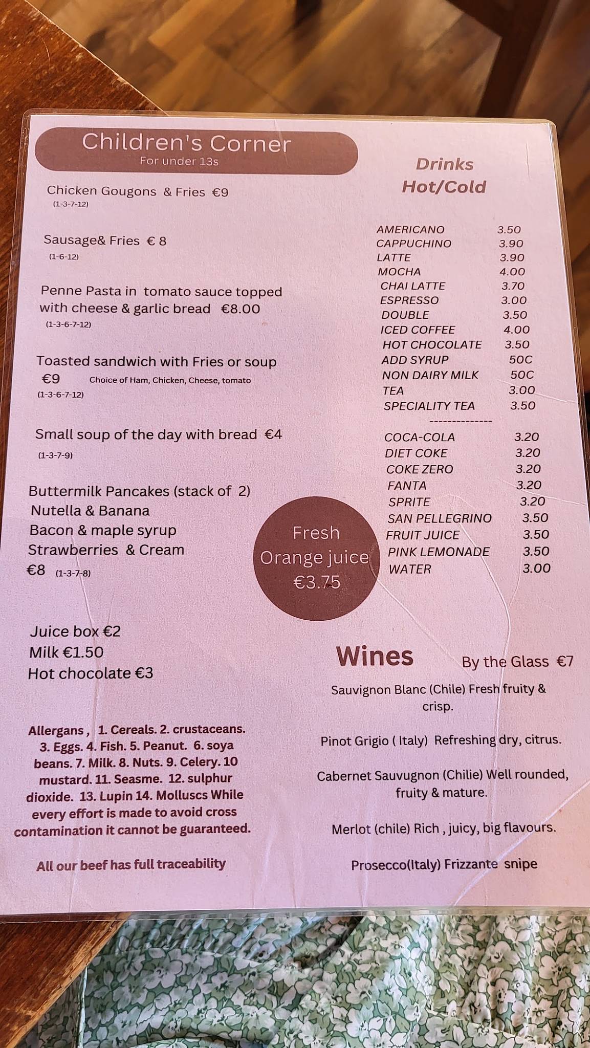 Menu at Puddleducks Café cafe, Cong