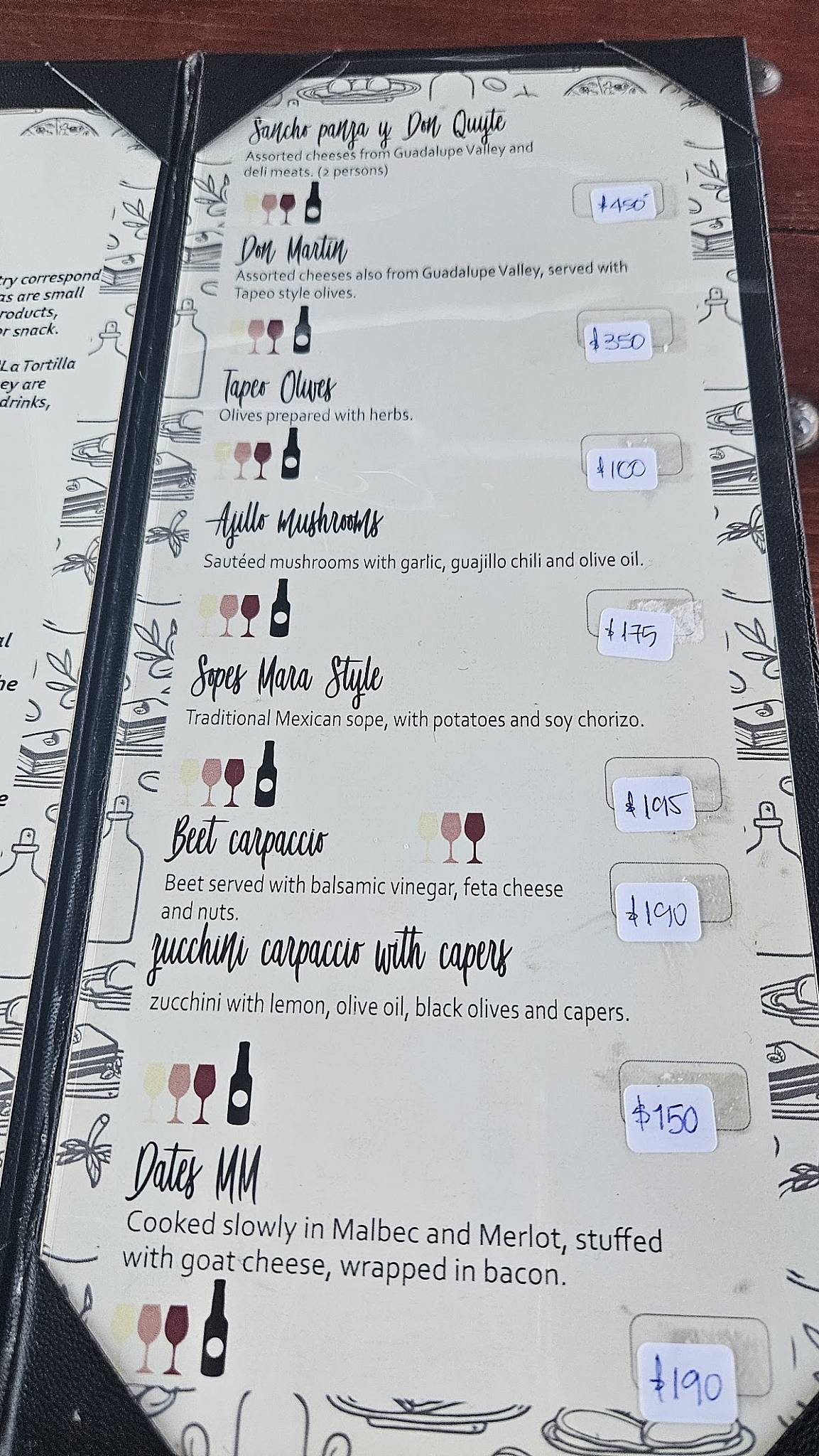 Menu at El Tapeo pub & bar, Puerto Peñasco, Bella Vista