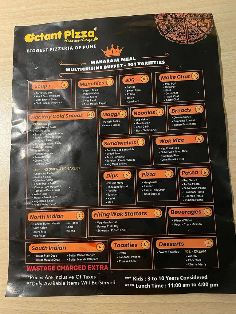 Menu at Octant Pizza, Deccan Mall, Pune, Pune