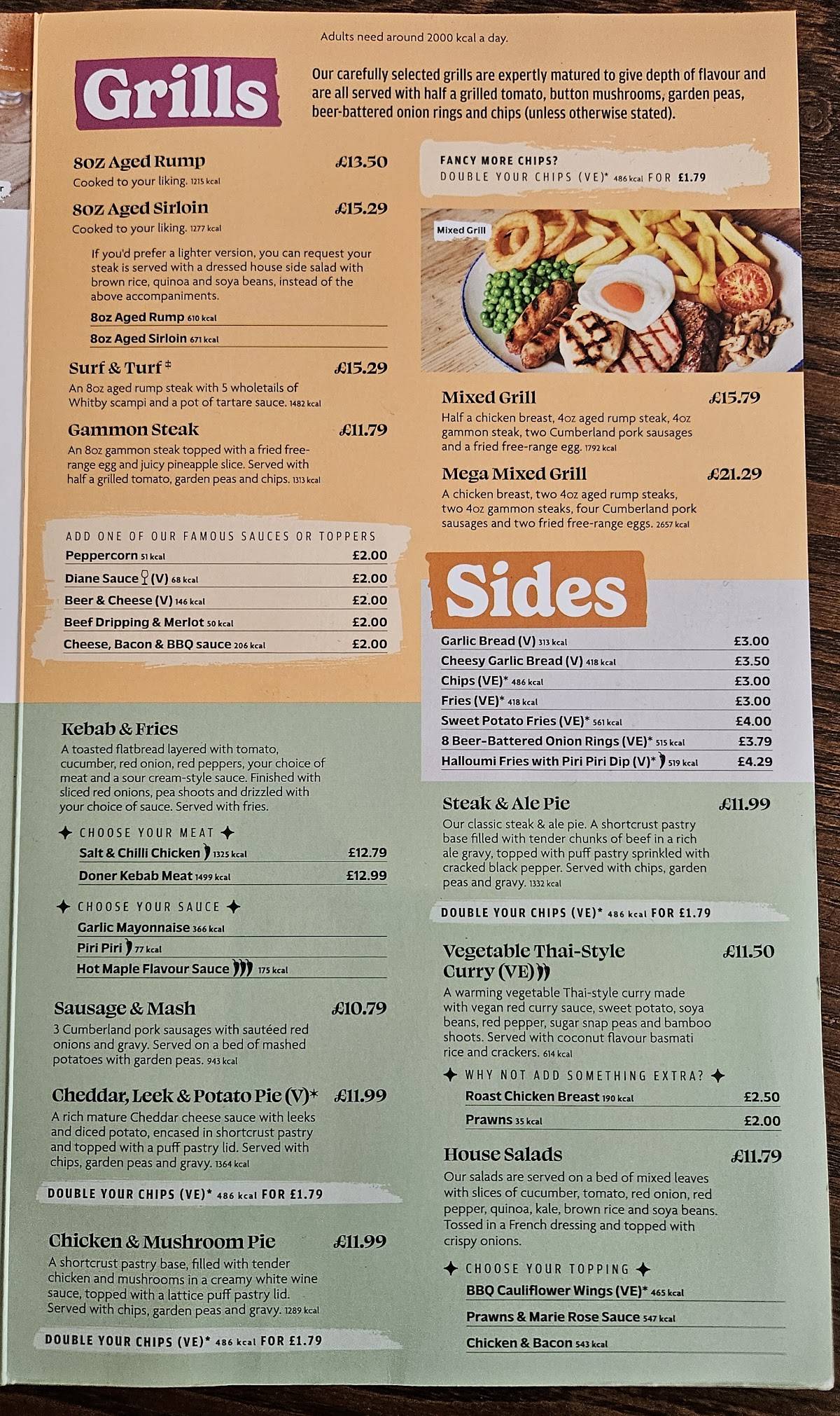 Menu at Pure Drop pub & bar, Ferndown