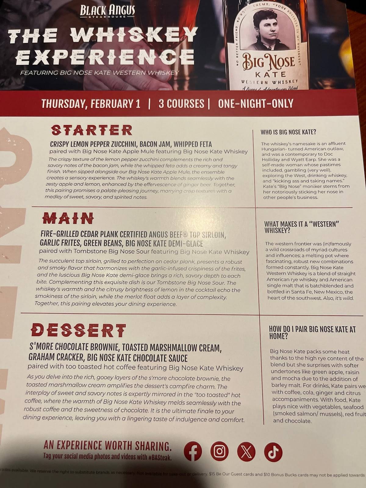 Menu at Black Angus Steakhouse, Puyallup