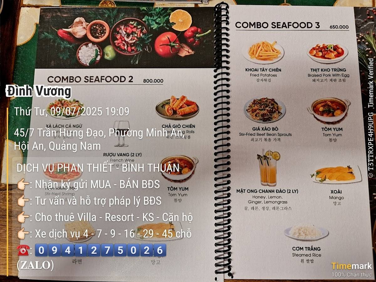 Menu at Quán Cao lầu Bá Lễ restaurant, Hoi An