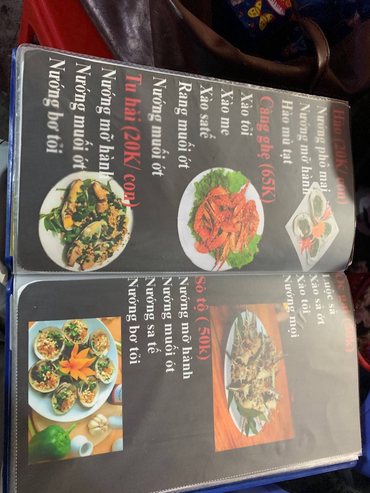 Menu at Quán Ốc Luộc restaurant, Ho Chi Minh City, 533/59 Huỳnh Văn Bánh
