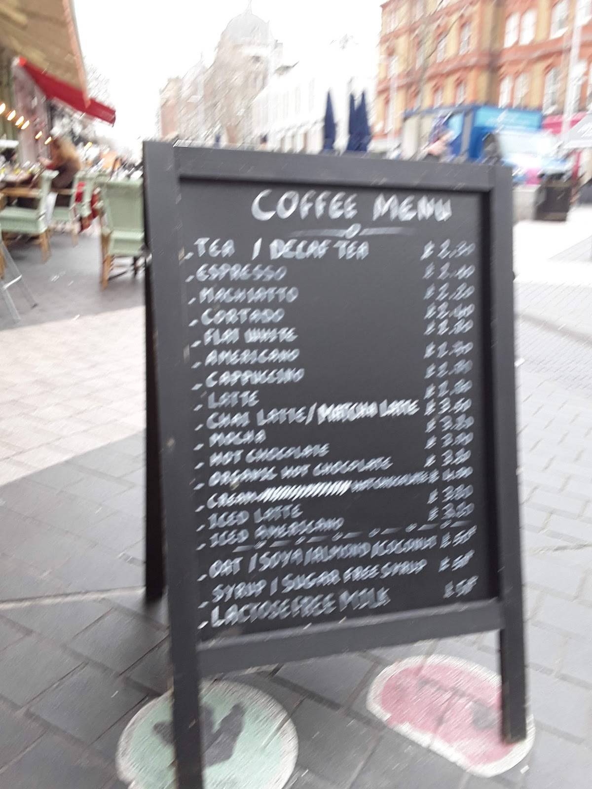 Menu at Quatre Seasons Cafè cafe, London