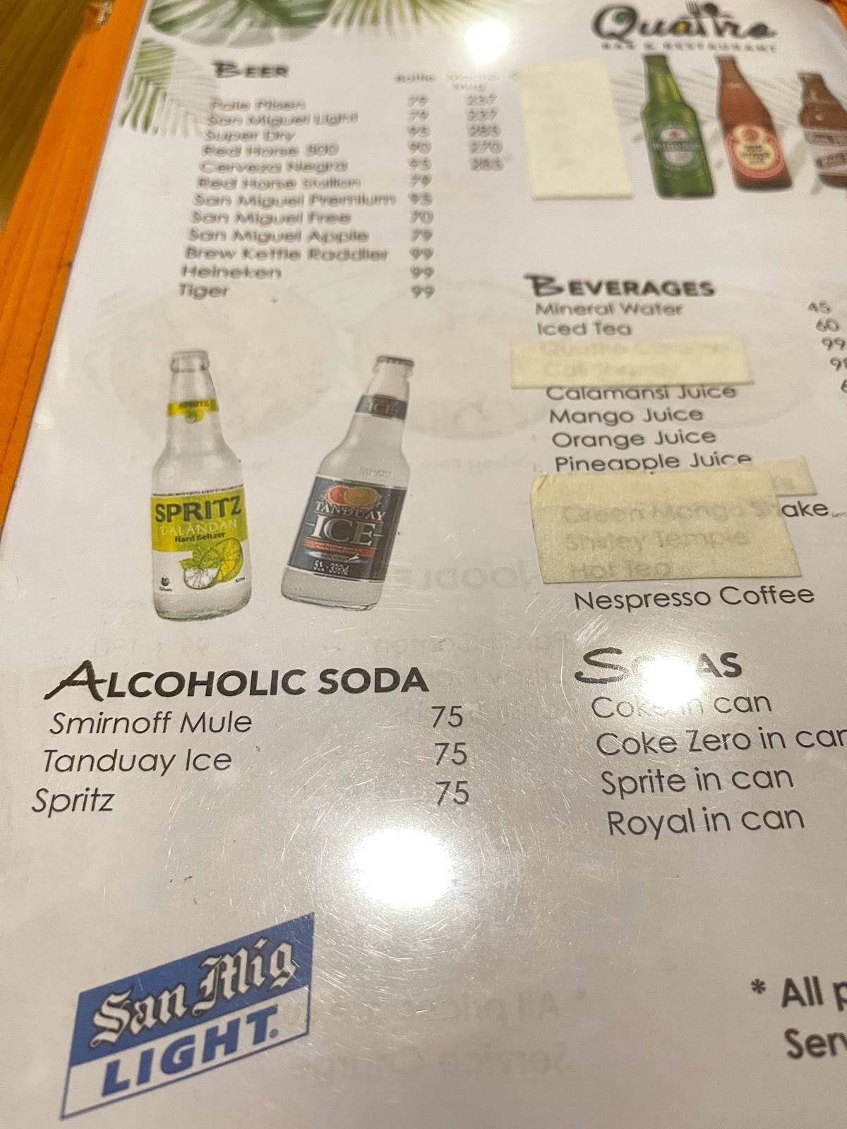 Menu at Quattro Grill Bar and Restaurant, Quezon City