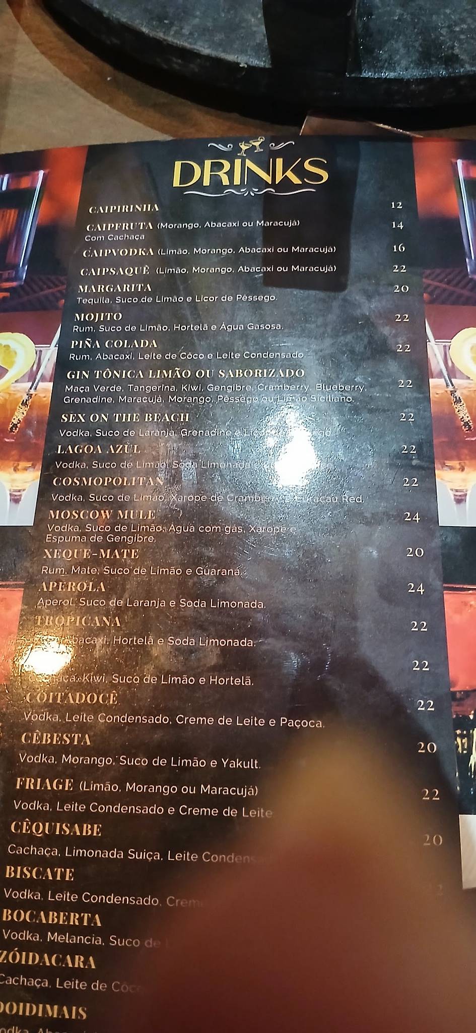 Menu em Quê cê Qué restaurante, São João Del Rei