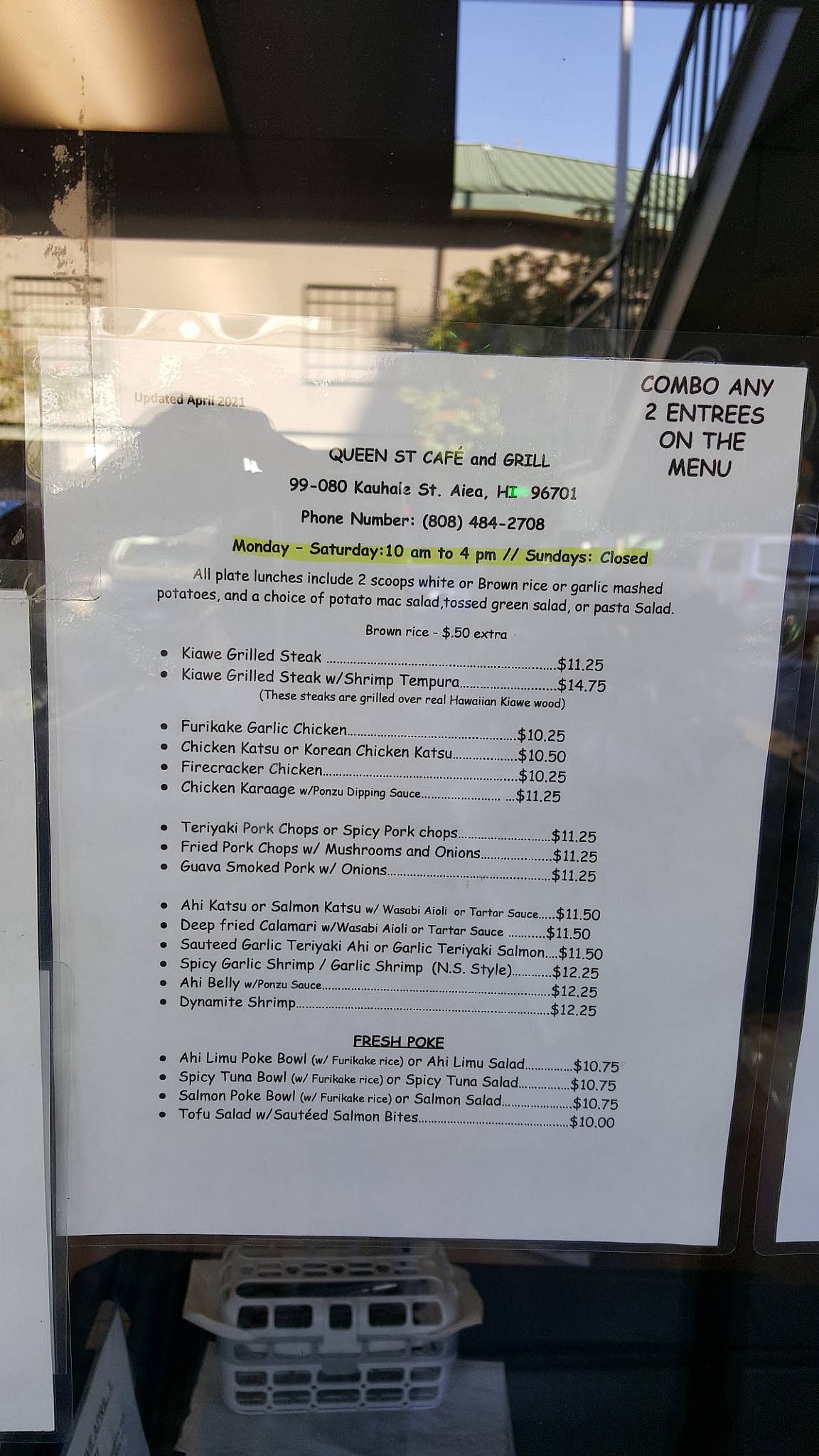 Menu at Queen Street Cafe & Grill, Aiea