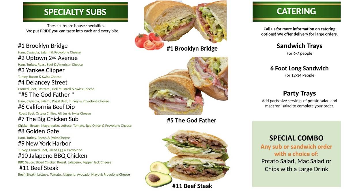 Menu at Quik Stop Subs restaurant, Moreno Valley