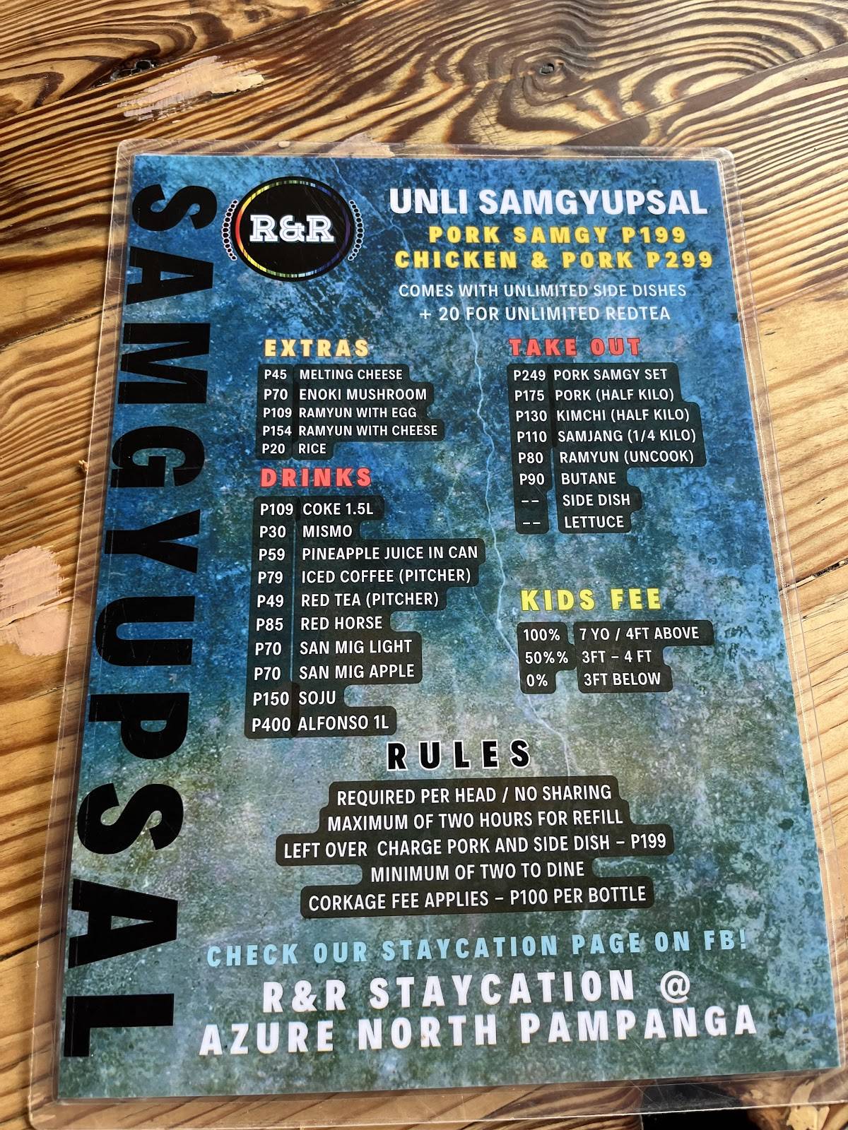 Menu at R&R Unli Samyupsal, Balibago, Angeles restaurant, Angeles