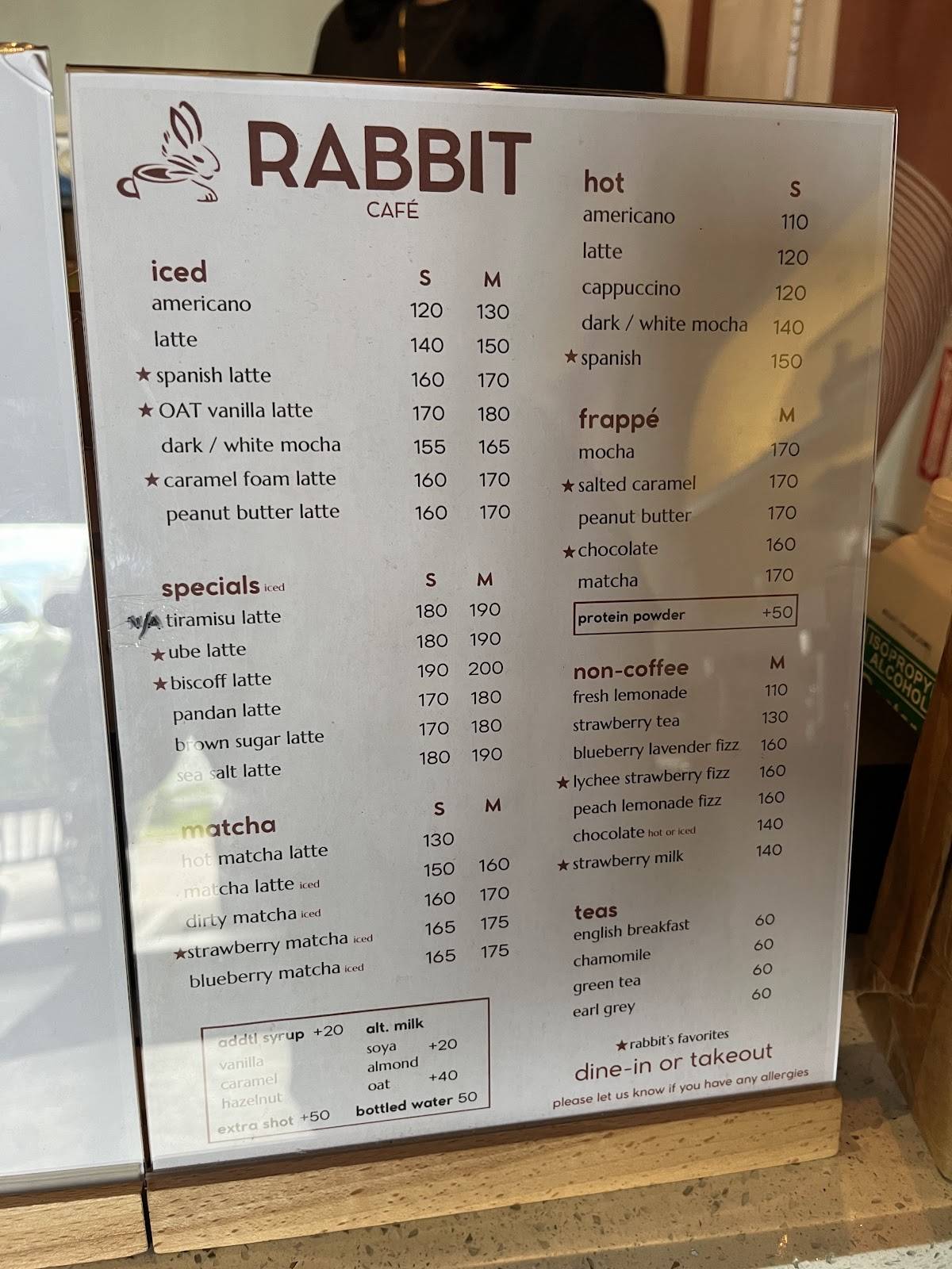 Menu at RABBIT CAFÉ cafe, Cainta