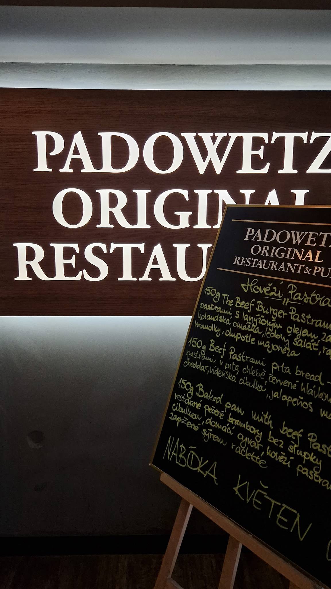 Menu at RESTAURANT&PUB PADOWETZ Pilsner Urquell, Brno