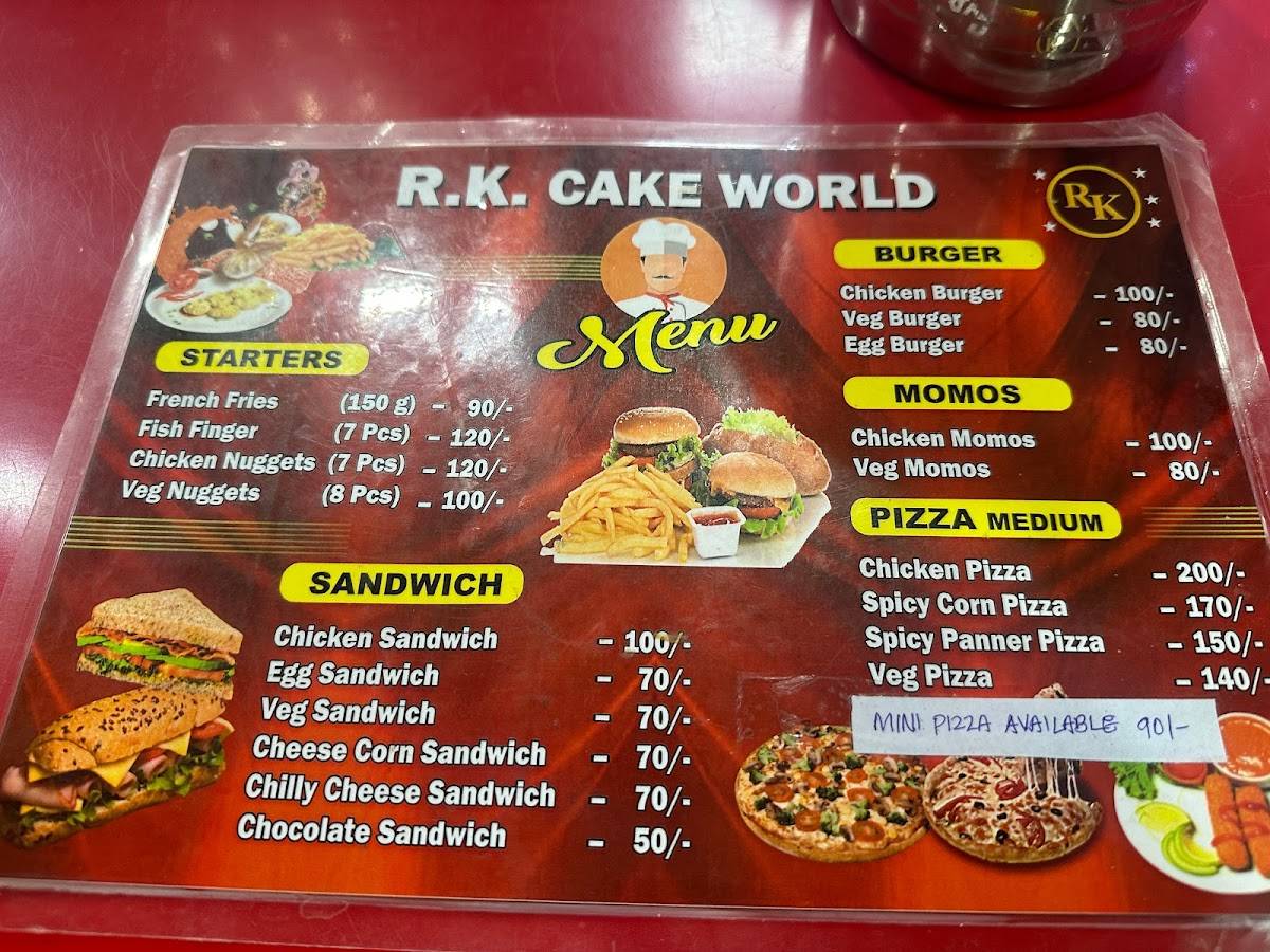 Menu at RK cake world, Coonoor
