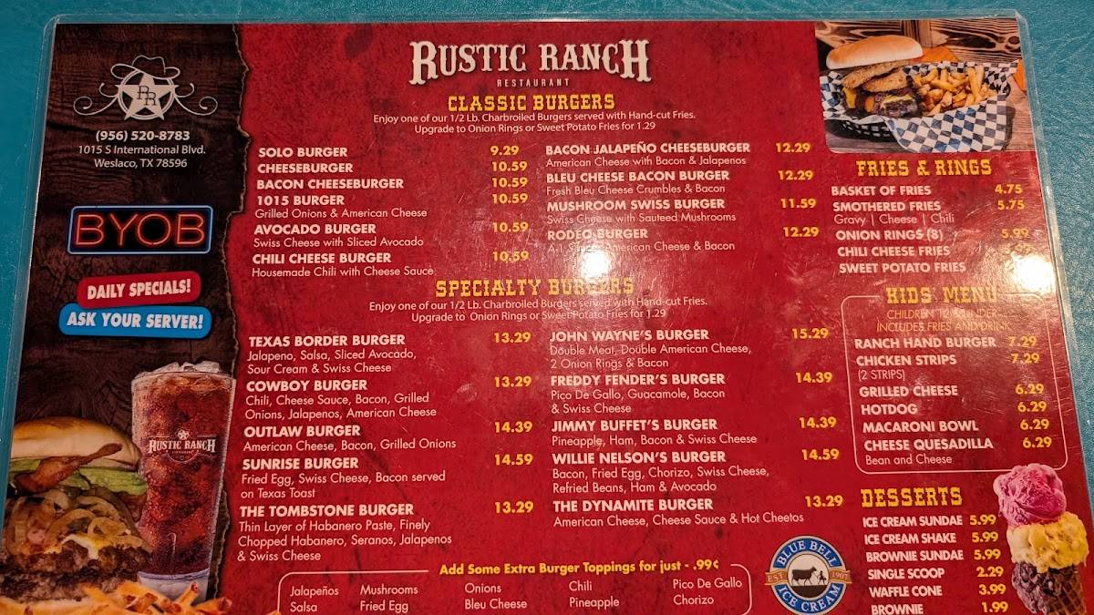 Menu at RUSTIC RANCH RESTAURANT, Weslaco